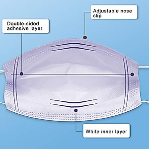 Jiehuxi Face Mask, Disposable Masks for Adult 3-Ply Mouth Cover Dust Safety Protection (Pack of 50)