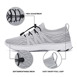 ALEADER Womens Water Shoes, Slip on Beach Walking Aqua Shoes Grey 8 B(M) US