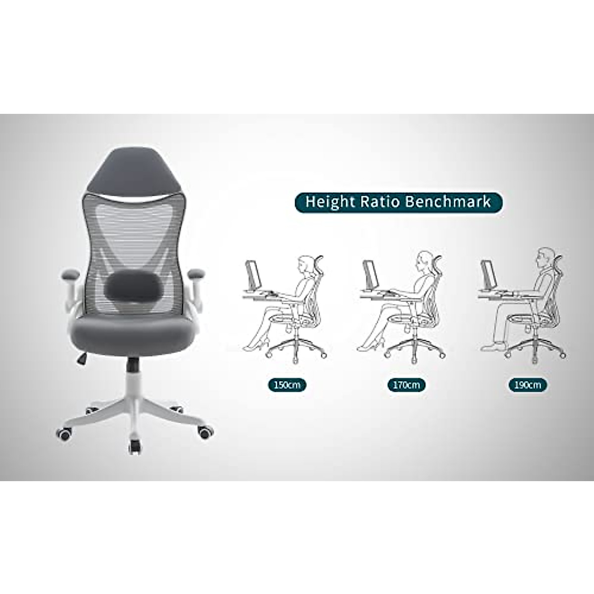 CEMKAR Ergonomic Office Chair, Home Office Desk Chairs with Thickened Cushion Waist Support and Adjustable Headrest Flip Arm, Metal Base Adjustable Mesh Swivel Designer High Back Office Chair (Pink)