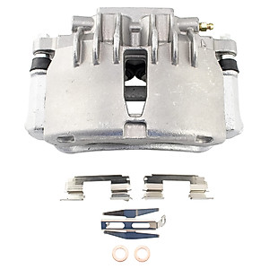 TRQ Front Brake Pad & Rotor Kit Brake Caliper Brake Pads Brake Rotor Semi-Metallic Vented Premium G-Coated Compatible with 1999-2002 Ford Mustang