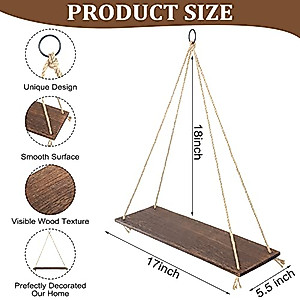 Reginary Boho Hanging Shelves Set of 6 Wood Hanging Shelves Boho Triangle Floating Shelves Hanging Plant Shelf for Farmhouse Rustic Modern Plant Aesthetic Dorm Living Room Bedroom Wall Decor