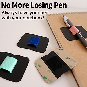 ZINCCO 4 Pack Pen Holder for Notebooks, Self-Adhesive Pen/Pencil Loop, Ultra-Thin, Elastic Pen Holder, Journal Pen Holder, Pen Holder for Clipboard, Planner Pen Holder, Adhesive Pen Loop.