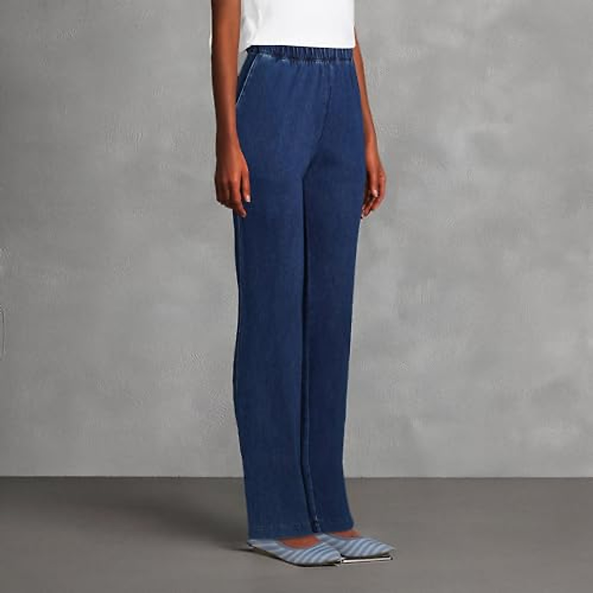 Lands' End Womens Sport Knit Denim Pants Medium Indigo Petite X-Large