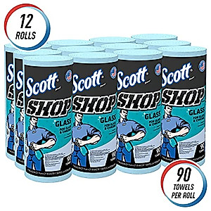 Scott® Shop Towels Glass™ (32896), Blue Shop Towels Glass, Mirrors and Chrome, Perforated Towels/Roll, 12 Rolls, 1,080 Towels/Case