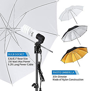 Kshioe Photography Lighting Kit, 6.5x10feet/2x3m Backdrops Stand Support System, 5 in 1 reflectors, 1600w 5500k Umbrellas Softbox Continuous Lighting Kit for Portrait, Product and Video Shooting