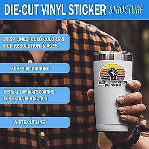 Miraki Fight For Those Without Your Privilege Sticker, Black Fist Sticker, Raised Fist Sticker, Water Assitant Die-Cut Vinyl Funny Decals for Laptop, Phone, Water Bottles, Kindle Sticker