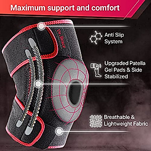 DR. BRACE ELITE Knee Brace with Side Stabilizers & Patella Gel Pads for Maximum Knee Pain Support and fast recovery for men and women-Please Check How To Size Video (Sunrise, Medium)