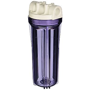 Hydronix HF3-10CLWH34, 10" Clear Housing with White Rib Cap For RO & Filtration Systems, 3/4" Ports