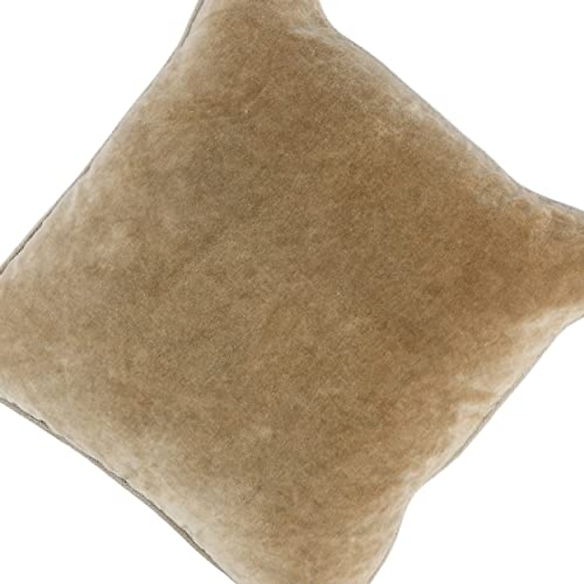 Benjara Hillary 18 Inch Square Velvet Decorative Throw Pillow, Welt Cord, Yellow