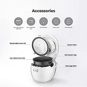 CUCKOO CR-1020F | 10-Cup (Uncooked) Micom Rice Cooker | 16 Menu Options: White Rice, Brown Rice & More, Nonstick Inner Pot, Designed in Korea | White (Renewed)