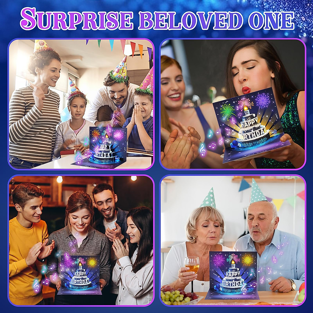 APOTODITO Birthday Cards, Pop Up Birthday Cards with Music and Light, 3D Birthday Gift Card, Birthday Gifts for Women Men Mom Girls Kids