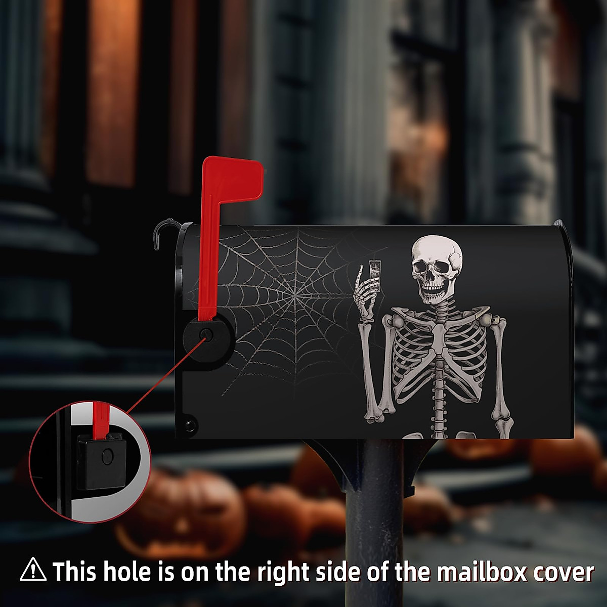 Dacawin Halloween Mailbox Covers Magnetic Human Skeleton Mailbox Cover Mailbox Wraps Post Letter Box Covers Garden Decorations Outdoor 21 X 18 Inch Black