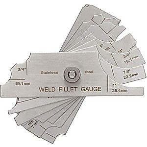 OMEX 7 Piece Fillet Welding Inspection Gauge Set INCLUDES Leather Case - (1/8" - 1") Ulnar Metric & Inch - Perfect for checking Leg Length and Throat Thickness for Professional Welders