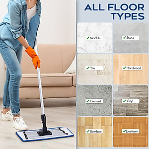 Matthew 18'' Microfiber Mop Replacement Pads for Wet Dry Reusable Mops Floor Home Commercial Cleaning Refills, Machine Washable Compatible with Bona Mop&Any Microfiber Flat Mop System Blue (3 Pack)