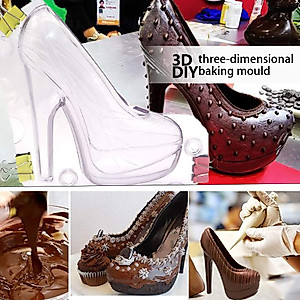 High Heel Shoe Mold, 3D Chocolate Heel Mold with 3 clips for DIY Cake Pastry Decoration Jelly Candy Fondant Molds Baking Tool