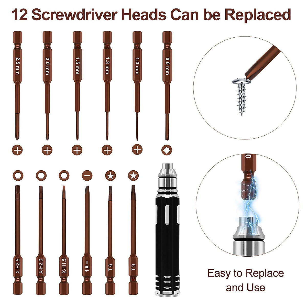 DJI Repair Screwdrivers Tool Set for DJI Air 2/2S/3 Mavic 2/Phantom 3 4/4 Pro Mini 2/SE/Spark Avata Drone and Other RC Car Model Quadcopter Boat Home Appliances Repair 12 in 1