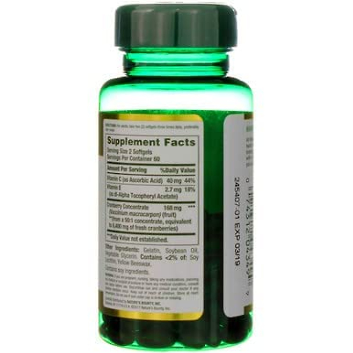 Nature's Bounty Cranberry Fruit 4200 mg, Plus Vitamin C, 120 Softgels