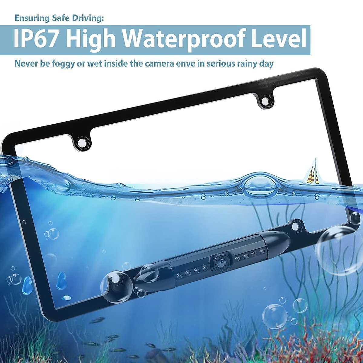 License Plate Frame Backup HD Camera Night Vision Rear View 8 IR LED 170° Angle Waterproof Compatible with Pioneer Car Radio AVH-120BT AVH-210EX AVH-2550NEX AVH-X490BS DMH-100BT DMH-160BT AVHX490BS