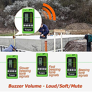 Huepar LR-5RG Laser Detector for Laser Level - Green and Red Beam Receiver for Use with Pulsing Line Lasers, Two-Sided Back-lit LCD Displays, Automatic Shut-Off Timer, Clamp Included