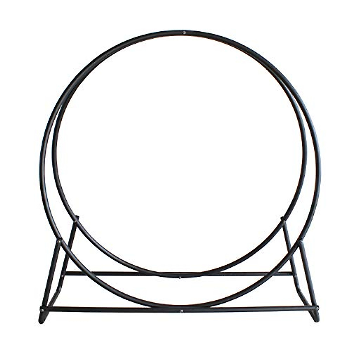 Everflying Price 40 Inch Firewood Log Hoop Rack, Round Tubular Steel Outdoor Wood Storage Holder, Black