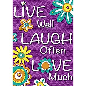 Toland Home Garden 119795 Live Laugh Love 12.5 x 18 Inch Decorative, Garden Flag (12.5" x 18"), Multicolored
