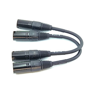 Suanqi 060 XLR Adapter Male to Male, XLR 3pin Male Panel Mount 6 inches 3 pin XLR Extension shunt Cable 2 Pack