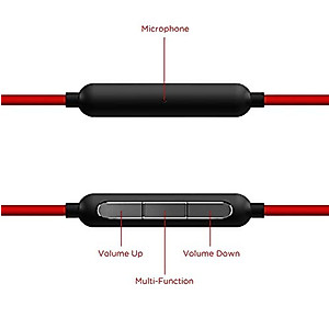 1MORE Dynamic Driver In-Ear Earphones Fashion Headphones with Ergonomic Comfort, Balanced Sound, Tangle-Free Cable, Volume Control, Microphone - 1M301 Black/Red (Renewed)