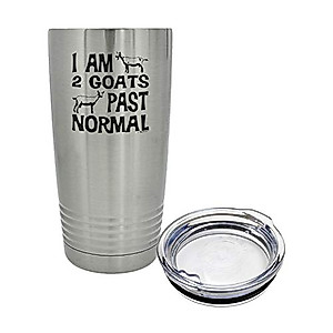 ThisWear Gifts For Goat Lovers I Am 2 Goats Past Normal 20oz. Stainless Steel Insulated Travel Mug With Lid Silver