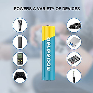 Deleepow 1.2V Rechargeable AAA Batteries 1100mAh Nimh AAA Rechargeable Batteries 8-Pack Gold-Plated Anode with USB-C and Micro USB 2 Charge Port LCD Charger