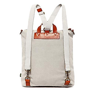 TSD Brand Four Seasons Convertible Canvas Backpack (Ivory)