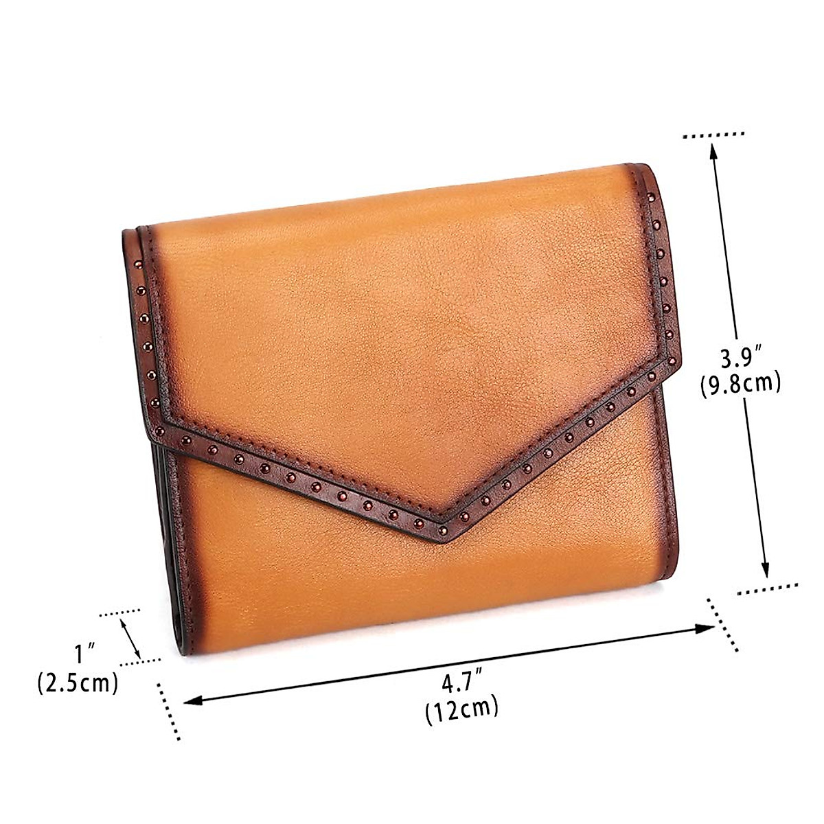 IVTG Genuine Leather Trifold Wallets for Women Vintage Handmade Small Purse Money Clip Card Case (Brown)