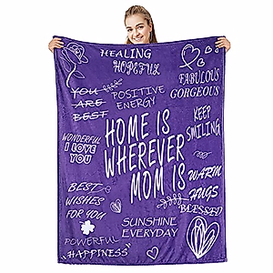 American Trends Gifts for Mom, Gift Throw Blanket Birthday Gifts for Mom from Daughter or Son, I Love You Mom Blanket Purple Letter M