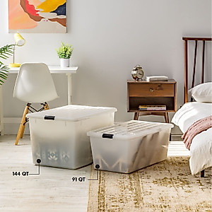 IRIS USA 5Pack 68qt/17gal Clear View Plastic Storage Bin with Lid