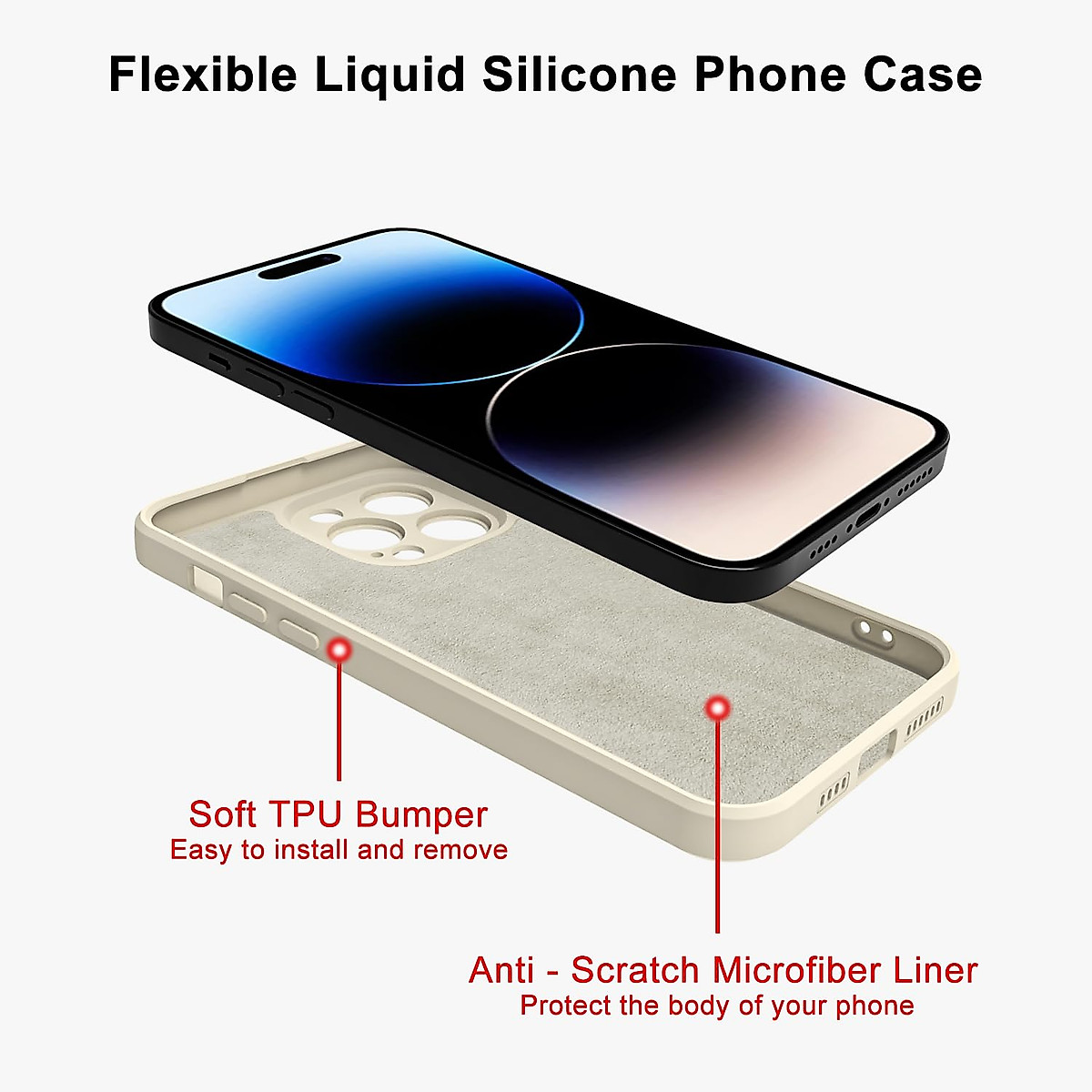 Dinick for iPhone 14 Pro Max Case with Magnetic Ring Holder Premium Soft Liquid Silicone Cover [Anti-Scratch Microfiber Liner] Shockproof Kickstand Protective Phone Case for iPhone 14 Pro Max White