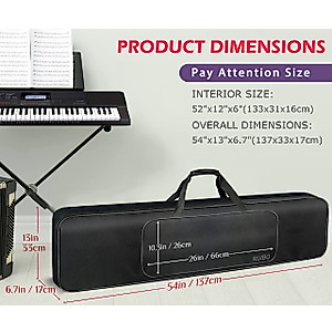 Ruibo 88 Key Keyboard Gig Bag Case for Electric Piano with 10MM Cotton Padded, Waterproof 600D Oxford Gig Bag 54"x13"x6.7" / Black