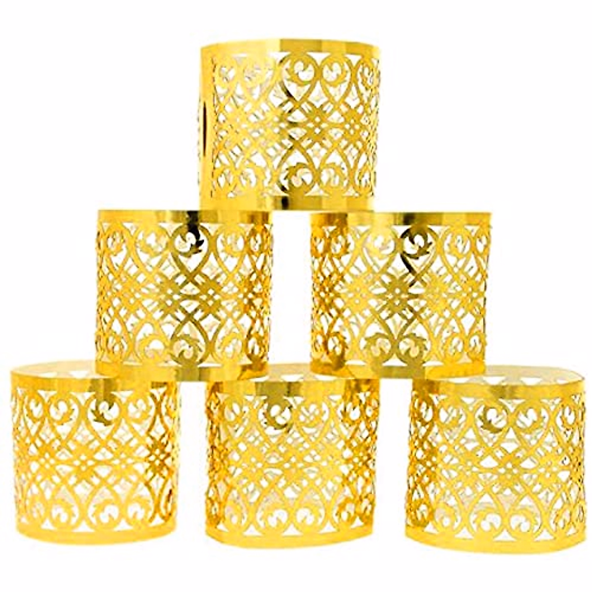 YESHIN 100 Pcs Premium Napkin Rings Laser Cut Foil Paper Napkin Holder for Wedding Party Dinner Table Decor,Special Events and Catering Services (Gold)