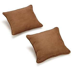 Blazing Needles, L.P. Corded Microsuede Throw Pillow, 18" x 18", Saddle Brown, 2 Count