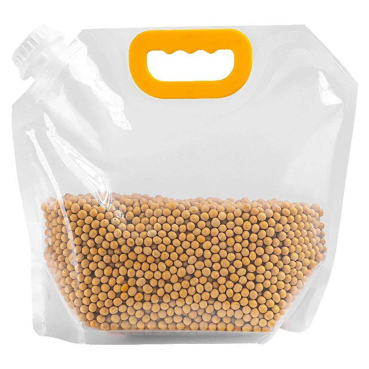 5pcsFood Storage Bags, Grain Moisture-proof Sealed Bag,Stand Up Food Bags Large Reusable Sealed Bag with Handle and Cap BPA Free