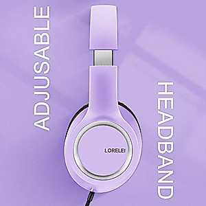 LORELEI X8 Over-Ear Wired Headphones with Microphone with 1.45m-Tangle-Free Nylon Line&3.5mm Plug,Lightweight Foldable & Portable Headphones for Smartphone,Tablet,Computer,Mp3/4(Dark Purple)