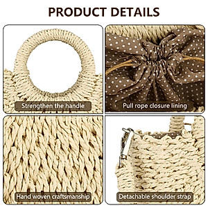 FENBEN Women Straw Crossbody Bag Summer Beach Weave Shoulder Bag Rattan (Beige)