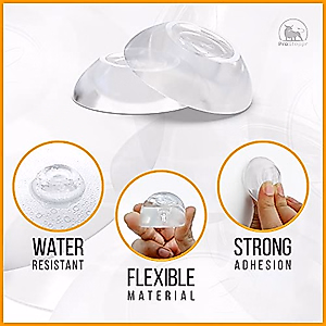 Door Stoppers Wall Protector 2” (6 Pack) - Clear Door Bumpers with Strong Adhesive Glue - Shock Absorbent and Discreet Wall Protectors from Door Knobs