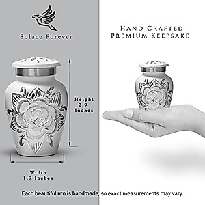 Rose Keepsake Urns for Human Ashes Set of 4 - White Rose Urns with Premium Box & Bags - Honor Your Loved One with Rose Cremation Urns - Small Urns for Ashes Keepsake - Mini Urns for Men & Women
