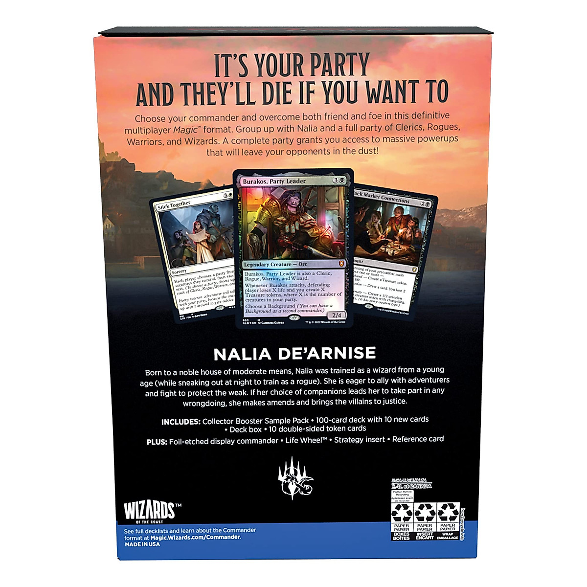 Magic: The Gathering Commander Legends: Battle for Baldur’s Gate Commander Deck – Party Time + Collector Booster Sample Pack