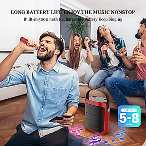 Karaoke Machine with 2 UHF Wireless Microphones, Karaoke Machine for Adults and Kids, Bluetooth Karaoke Speaker with PA System&Vocal Cut,Supports for BT/AUX/USB/SD for TV, Party, Travel, Birthday