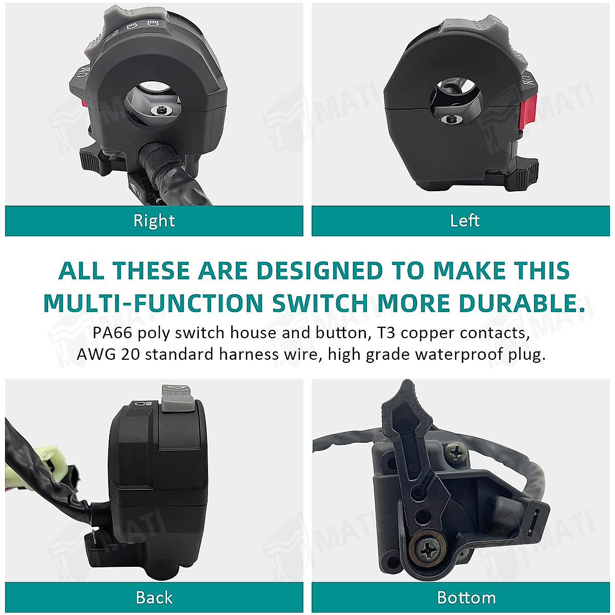 M MATI Left Handlebar Switch Control Engine Start Run Off Headlight for Yamaha YFM Big Bear 250/400 Grizzly 350/400/660 Kodiak 400/450 Wolverine 350/450 Raptor 350/660 Bruin 250/350 5LP-83973-01-00