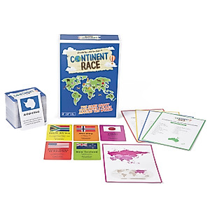 Continent Race Geography Educational Board Game for Kids, Tweens, Family, Friends, Teachers and Classrooms - Learn About Flags & Countries Around The World