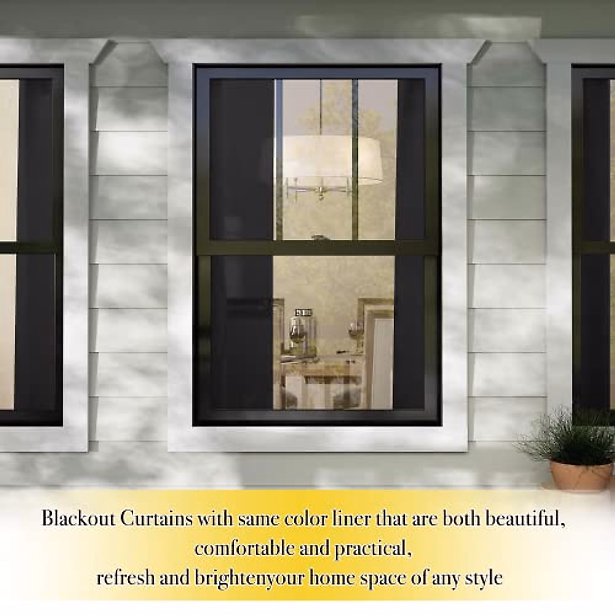 NICETOWN High-End Thermal Curtains, Full Blackout Curtains 84 inches Long for Dining Room, Soundproof Window Treatment Drapes for Hall Room, Black, 52 inches Wide Per Panel, Set of 2 Panels