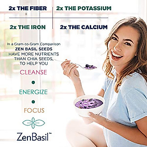 Zen Basil Seeds | Edible Basil Seeds USDA Organic, Kosher, Non-GMO, Lectin-Free, Gluten-Free, Plant-Based, Vegan, Keto, Paleo | 15g Fiber Per 2 TBS | 14oz