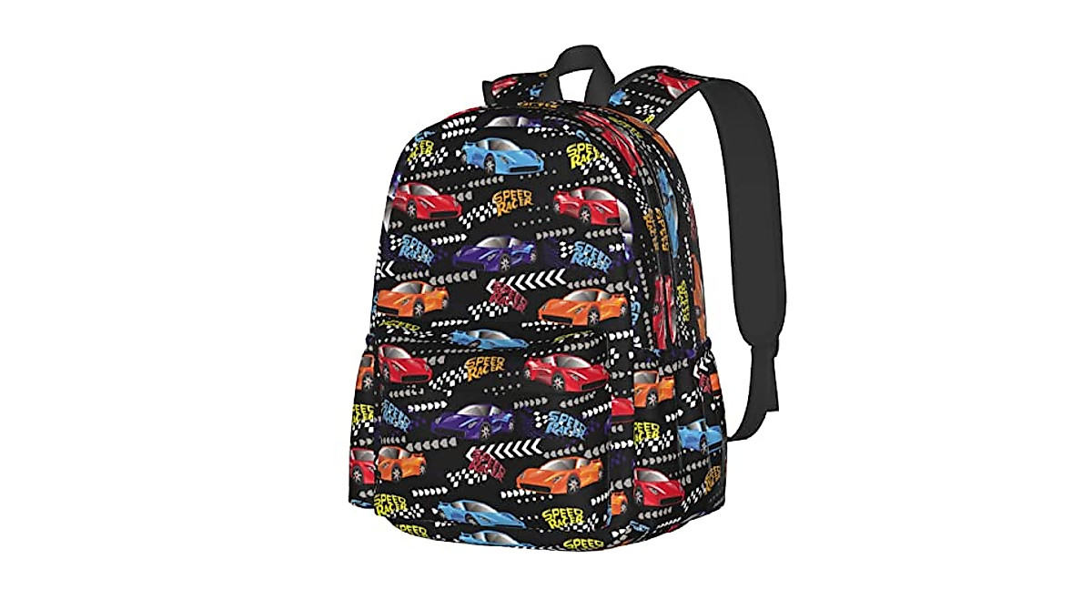 Zisqerts Racing Car Backpack - Lightweight & Spacious 16 Inch Travel Bag