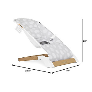 Evolur Koko Portable Infant Bouncer in Grey, Breathable Fabric, Removable Seat Cover, Easy to Clean Baby Bouncer